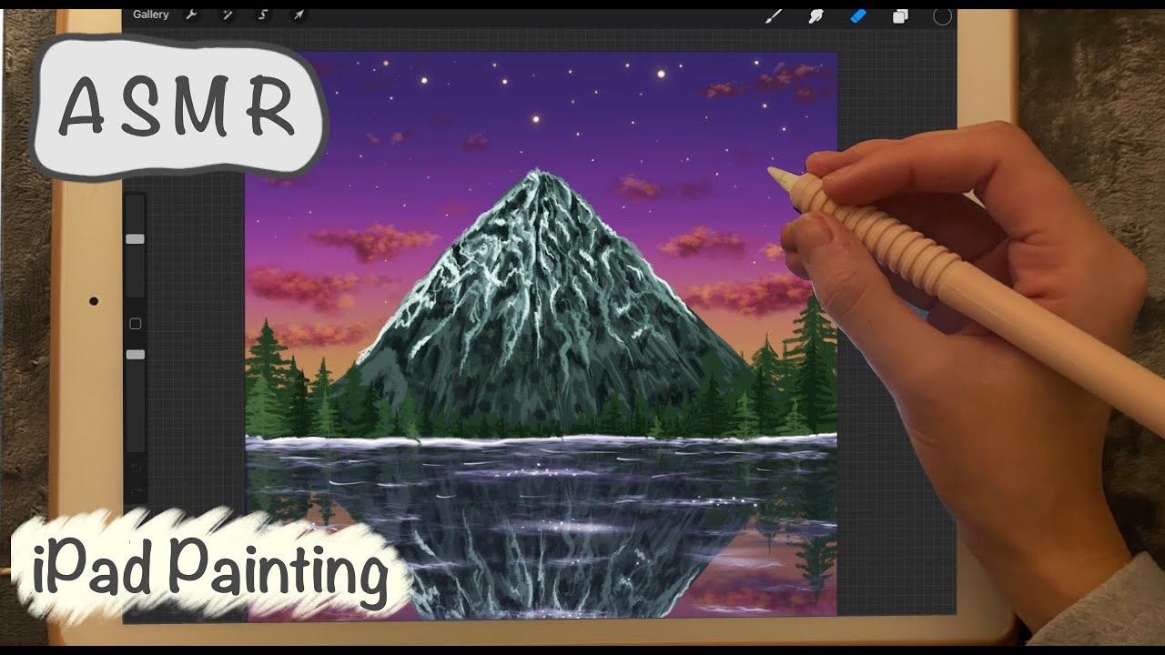 ASMR iPad Sounds - Teaching you how to paint a landscape - YouTube