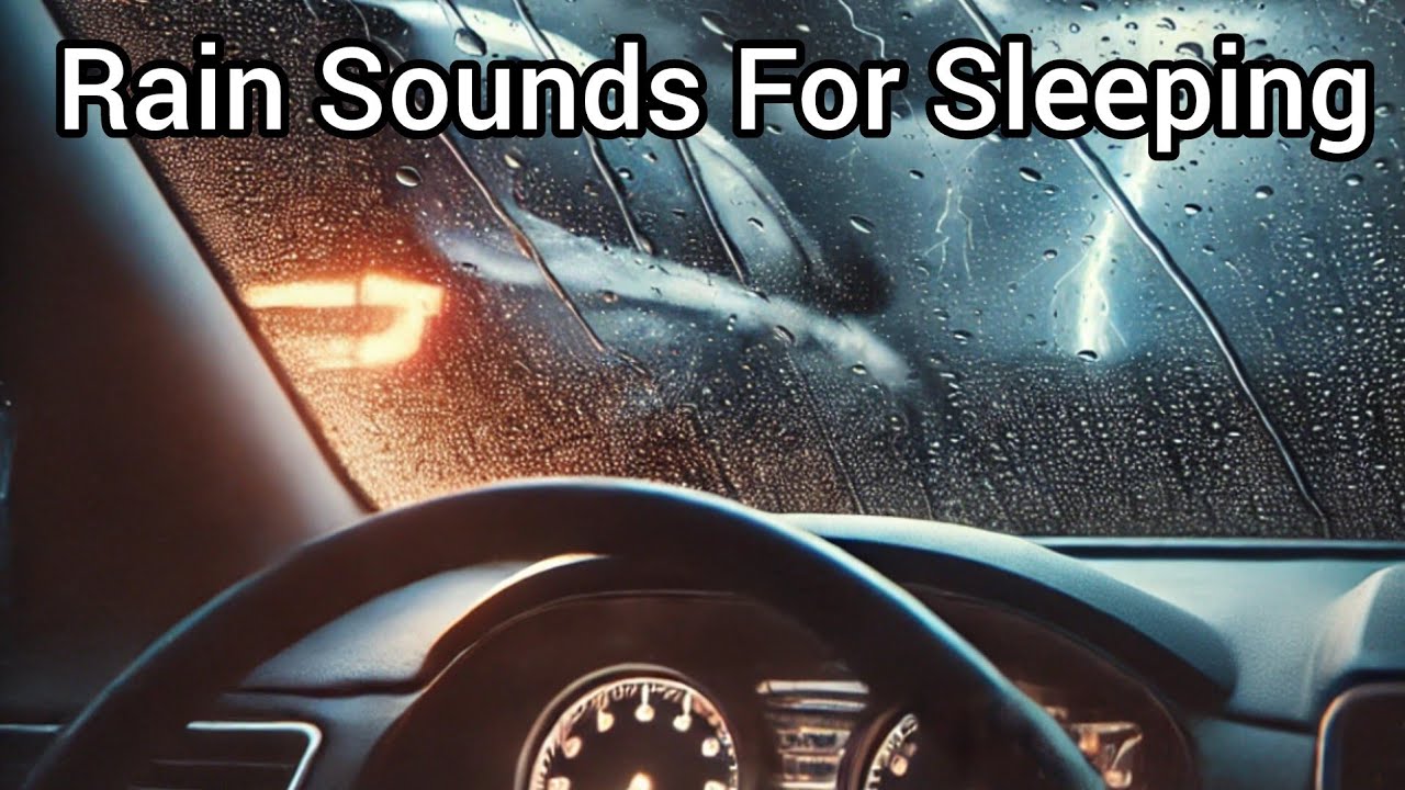 Rain sounds to sleep | ASMR rain on car window and thunderstorm for ...