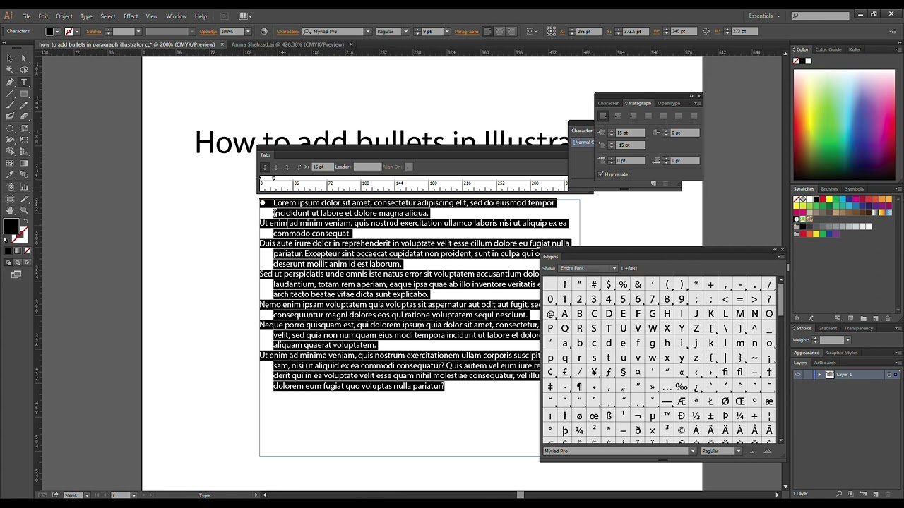 How To Add Bullets In Paragraphs Illustrator CC Tutorial YouTube How To Add Bullets In Paragraphs Illustrator CC Tutorial YouTube