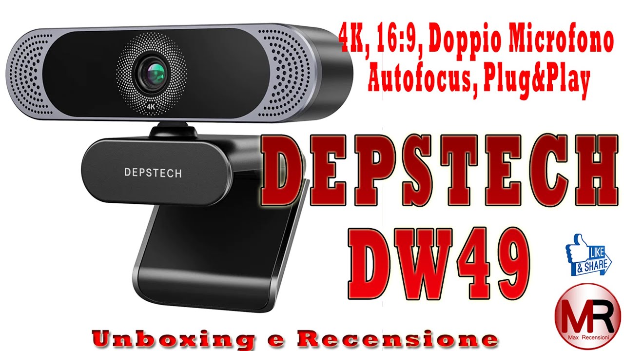 Depstech DW49: Webcam 4K, Doppio Microfono con Autofocus! - YouTube