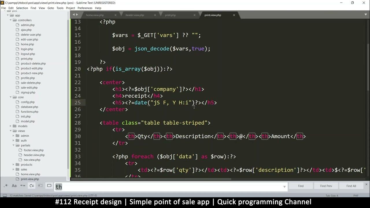 #112 Receipt design | Simple point of sale app in php & javascript | Quick programming tutorial ...