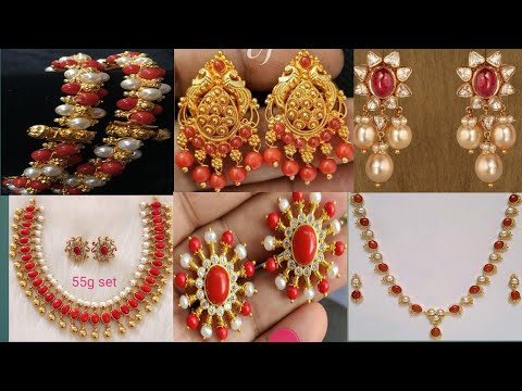 Gold Corel jewellery designs with weight || Corel jewellery collection ...