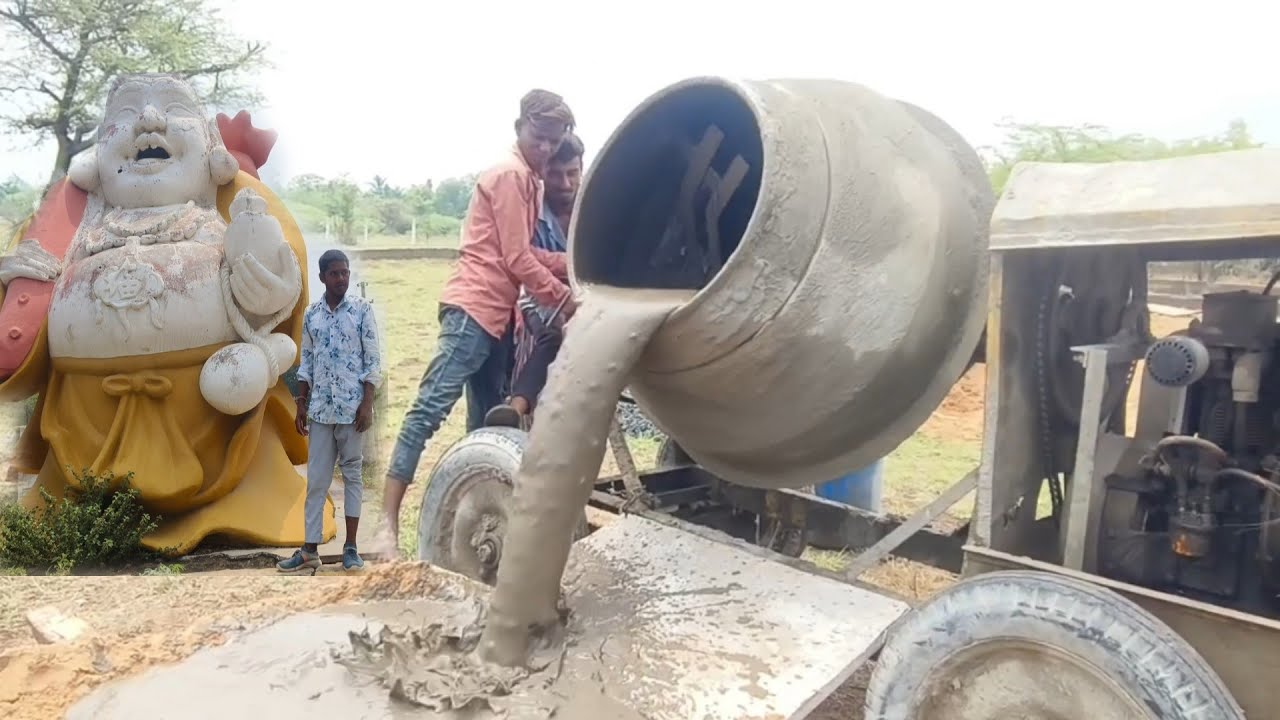 full process of how to mix concrete with mixer machine Technic work - YouTube