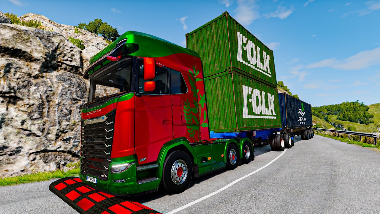 Trucks vs Upside Down Speed Bumps | BeamNG.DRIVE - YouTube