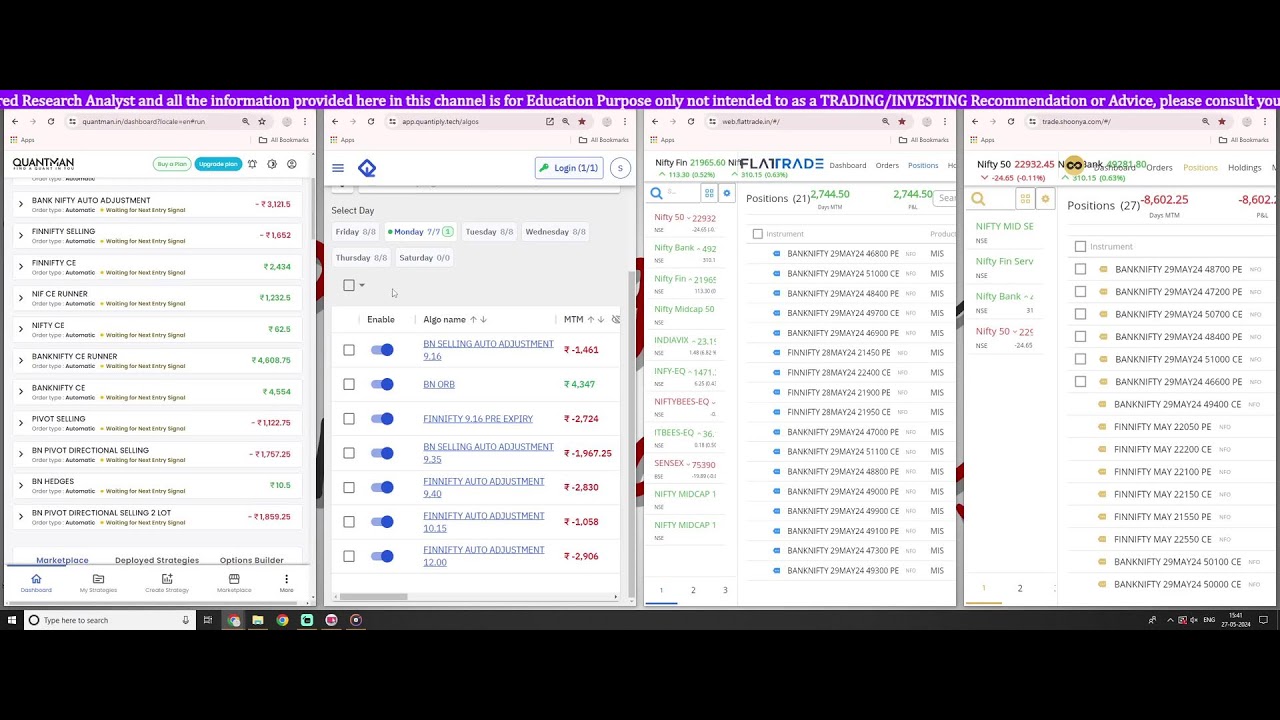 LIVE STREAMING OF ALGO TRADING (TRADE FLIX) - 27.05.2024 - EPISODE 189 ...