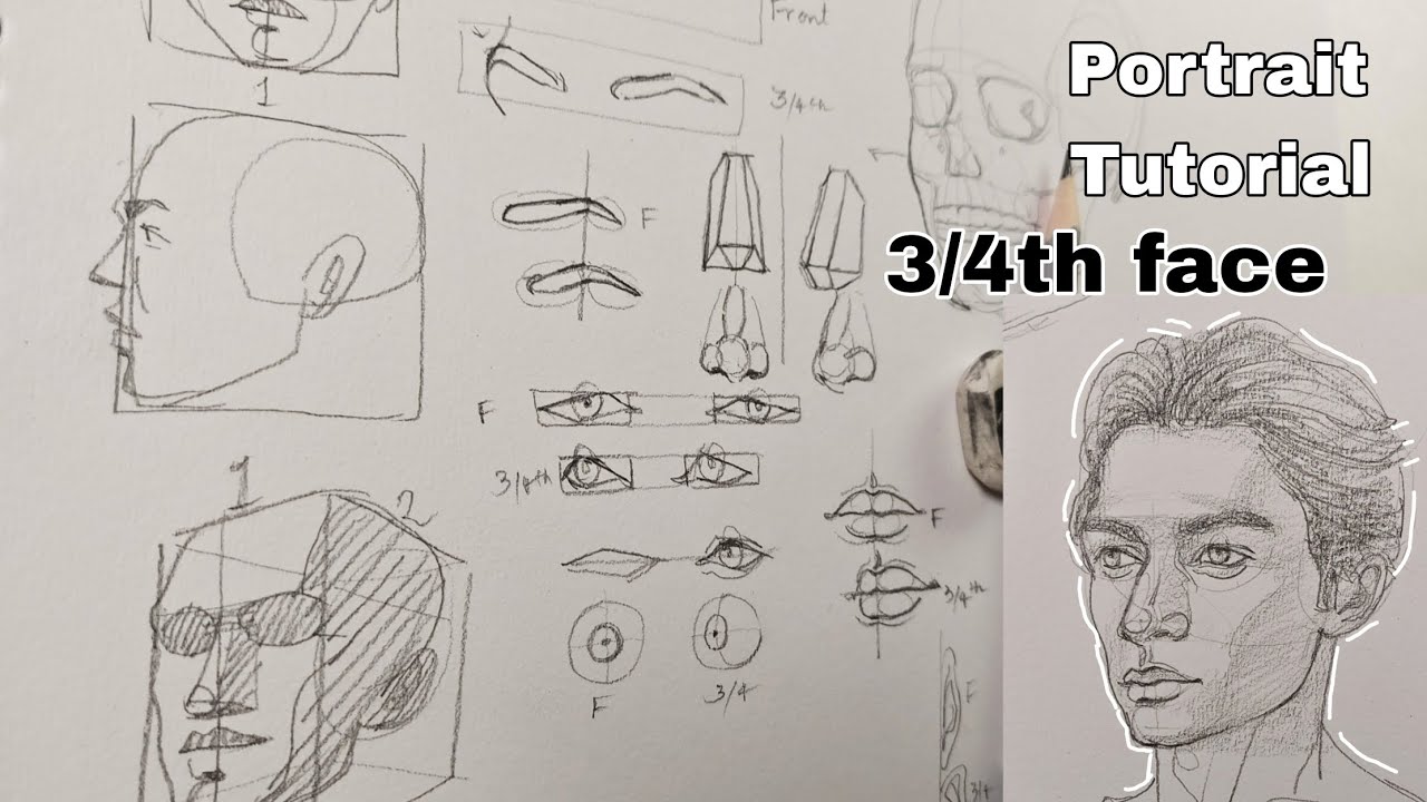 How to draw a 3/4 Face | step by step tutorial - YouTube