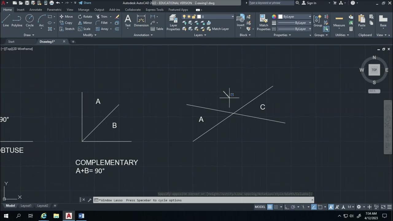 Creating Angles in AutoCAD SUPPLEMENTARY - YouTube