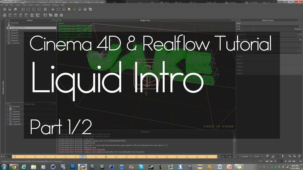 Cinema 4d And Realflow Liquid Intro Tutorial Part 1 2 Youtube