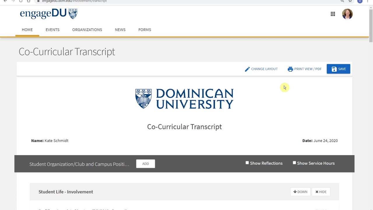Downloading Your Co-Curricular Transcript | engageDU - YouTube