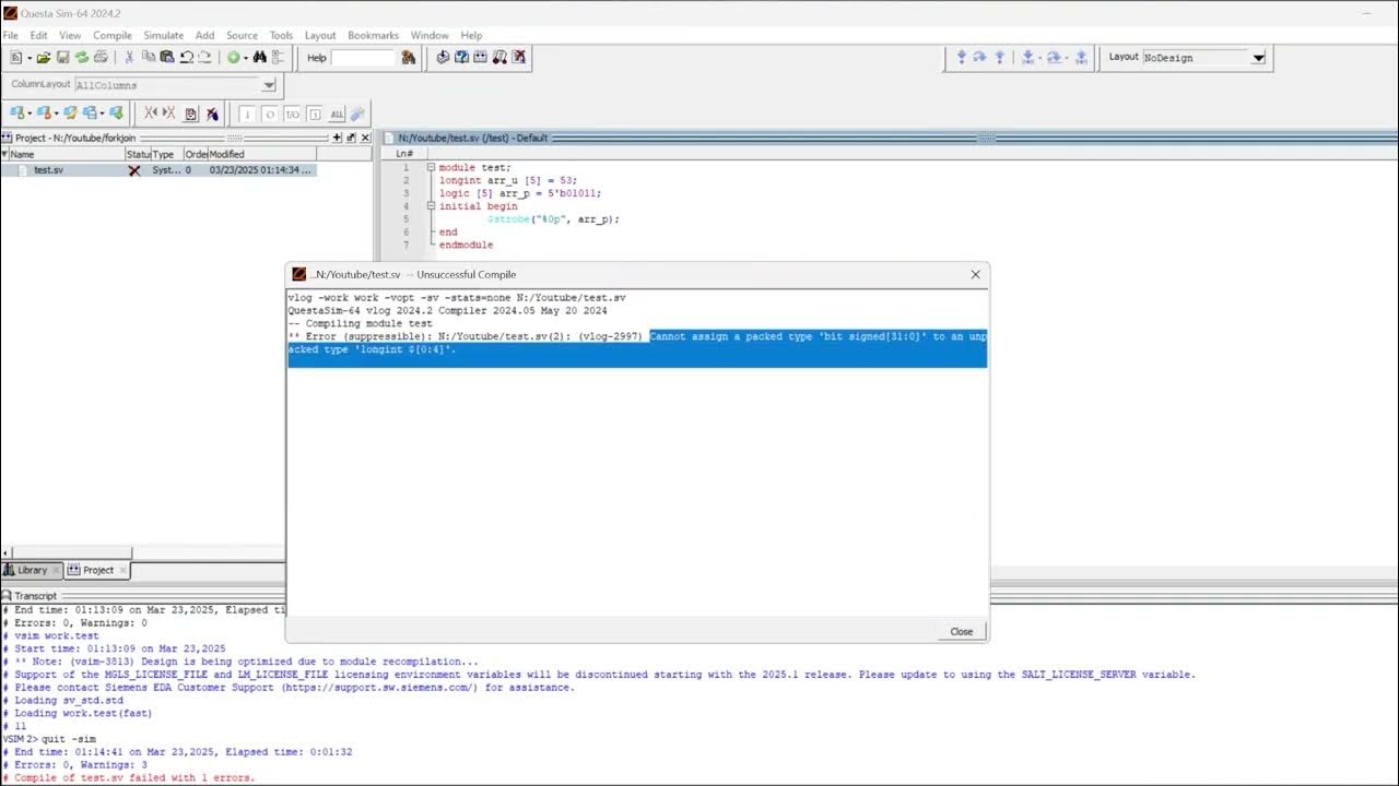 SystemVerilog Packed and Unpacked Arrays | QuestaSim - YouTube