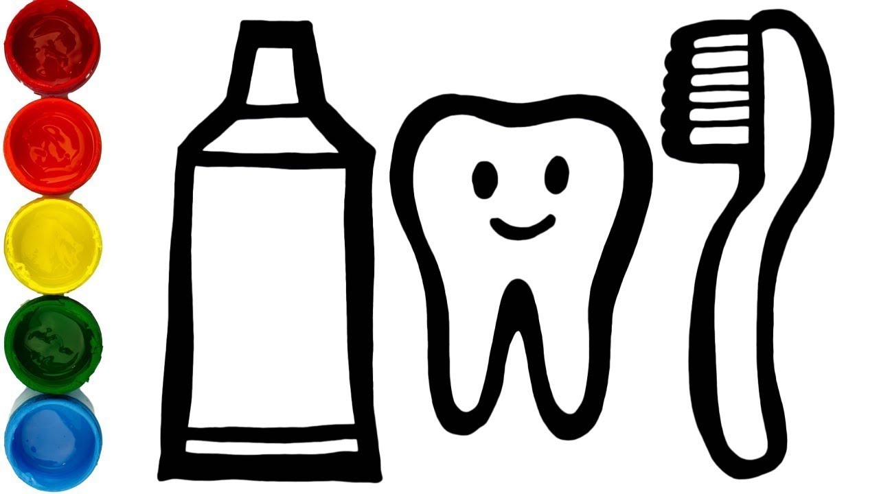 Tooth Toothpaste & Toothbrush Drawing | drawing and colouring for kids ...
