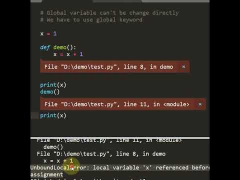 In Python Global keyword is use to change value of global variable locally #shorts - YouTube