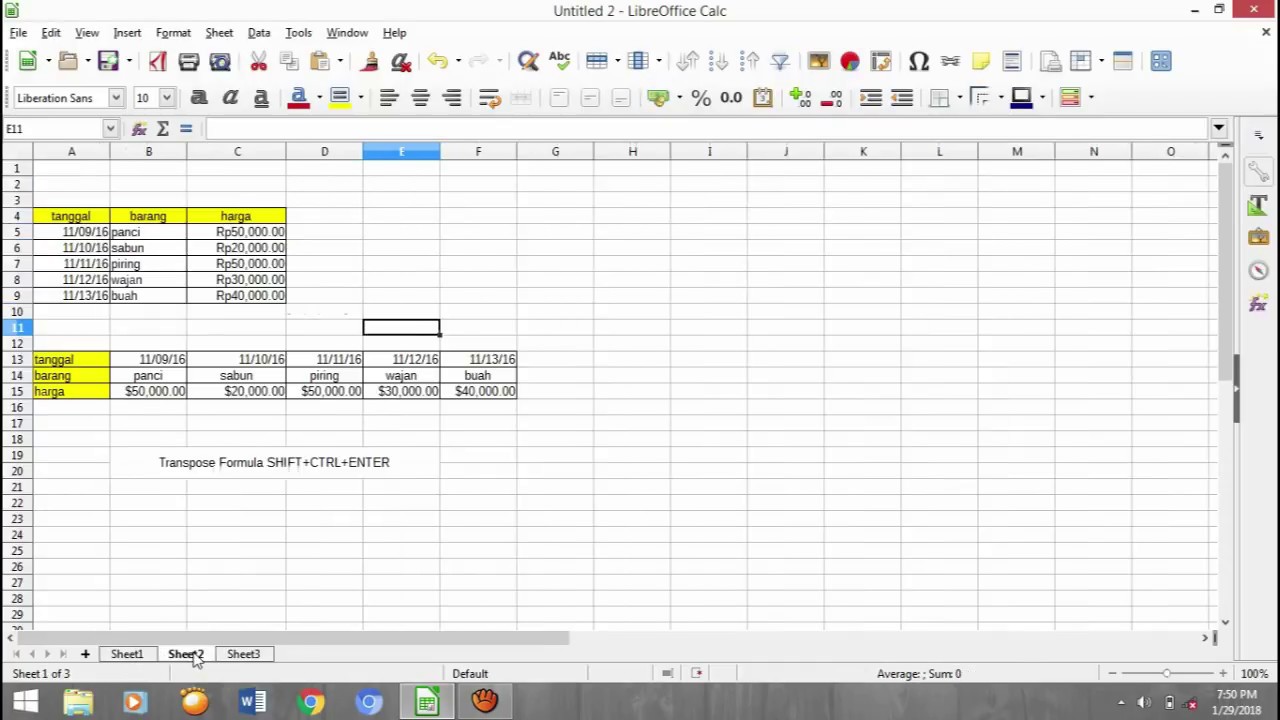 Libreoffice Tutorial Using Array Transpose And Sumproduct Formula 8563