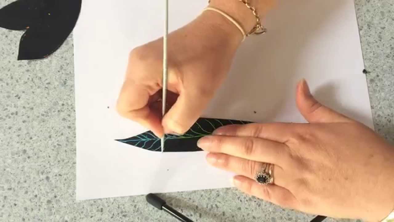 Sgraffito technique: making leaves - YouTube