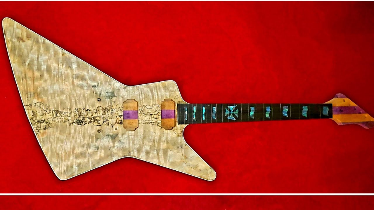 Handmade Custom Explorer style guitar with all exotic woods. part 4 ...