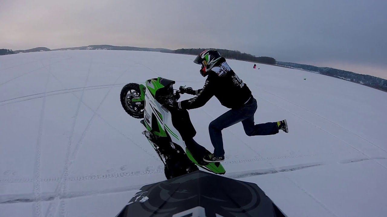 Streetbike Stunts On Ice - YouTube