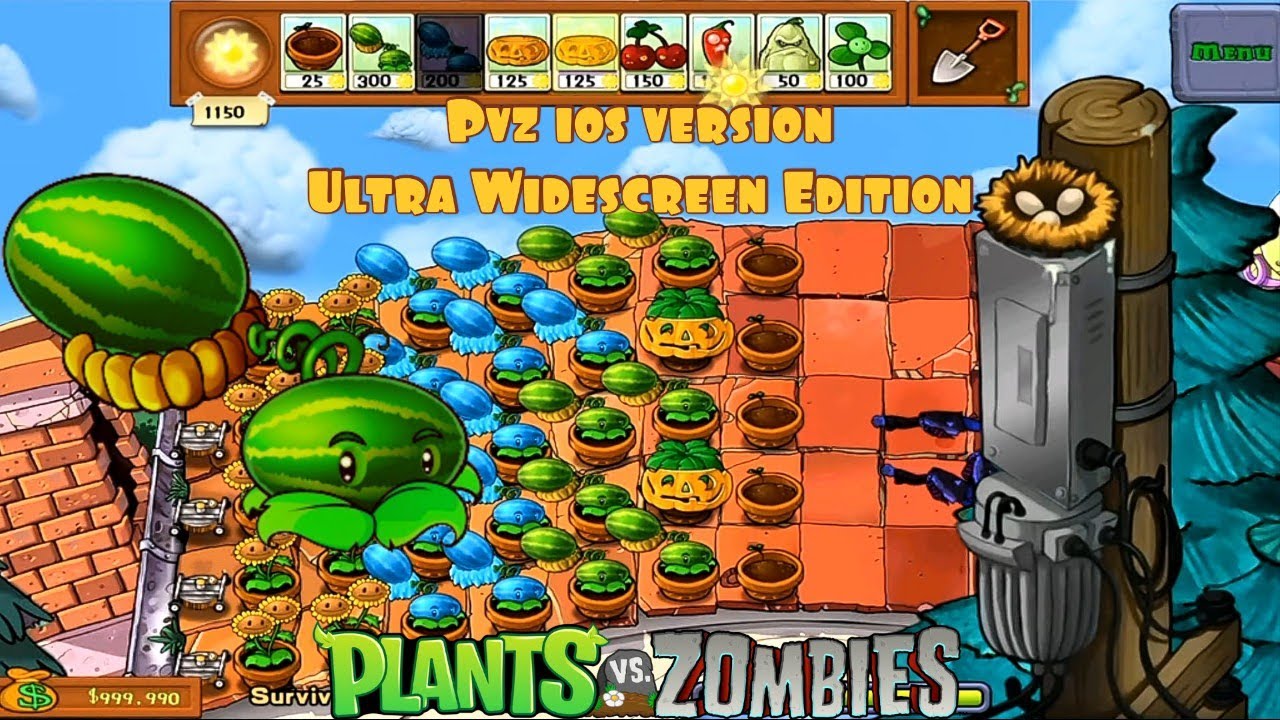 Plants vs Zombies IOS VERSION ULTRA WIDESCREEN SURVIVAL ROOF 5 FLAGS ...