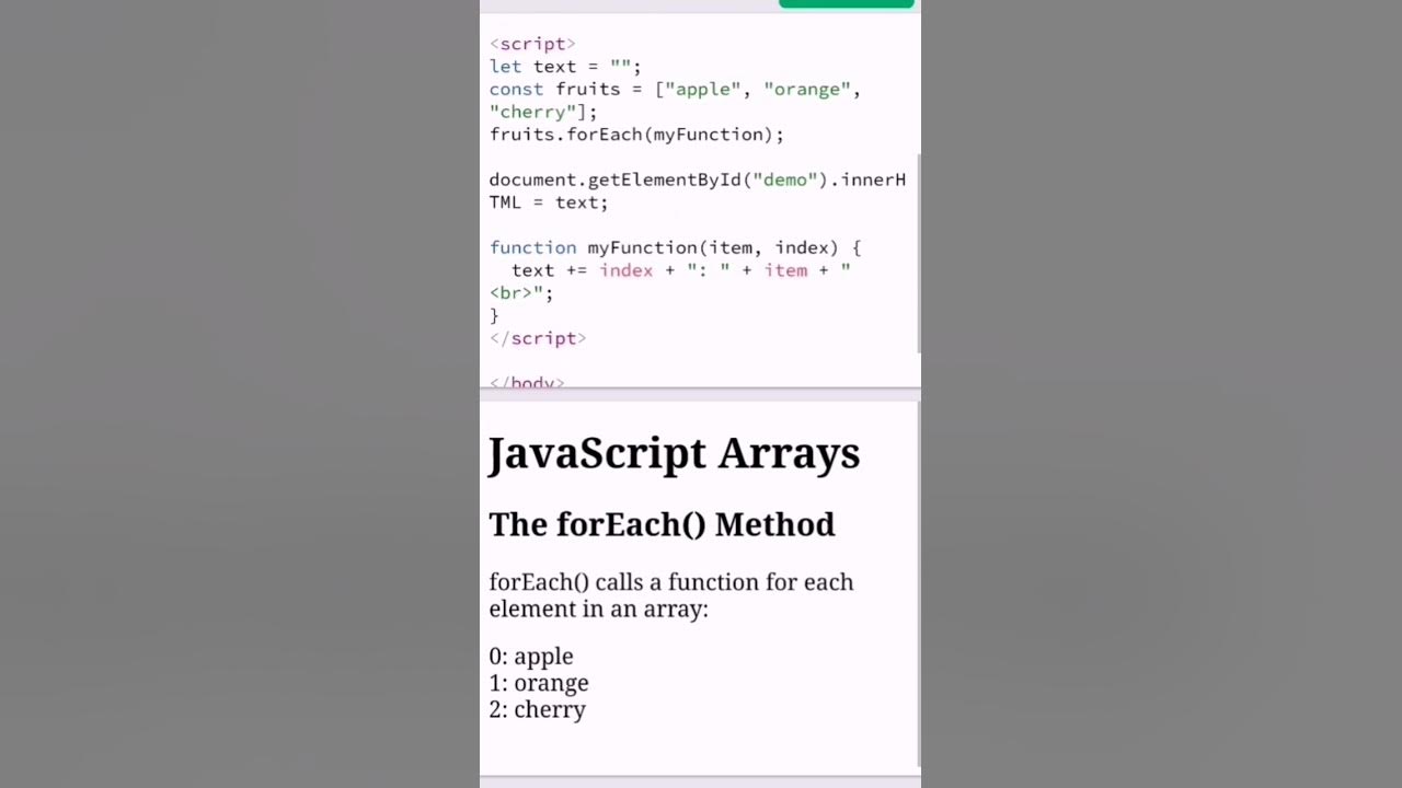 JavaScript fore #coding ach with arrays - YouTube