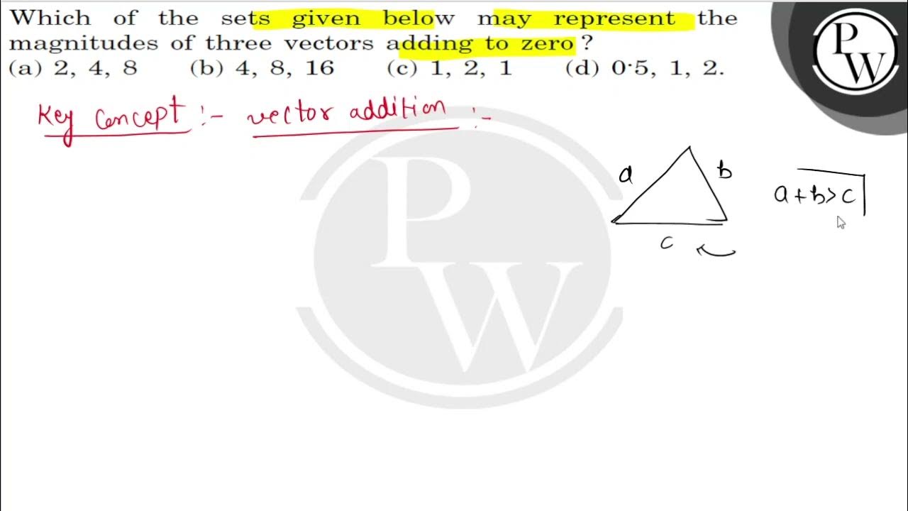 Which of the sets given below may represent the magnitudes of three vectors adding to zero? (a ...