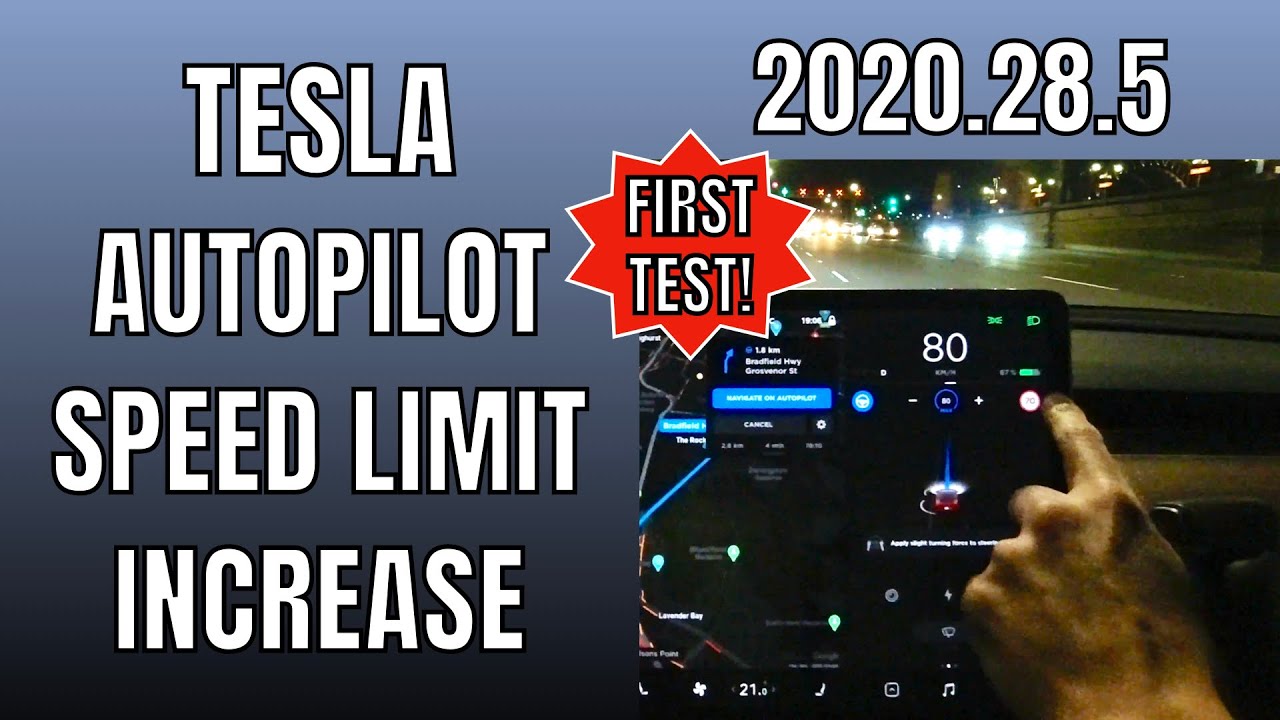 Tesla Autopilot Speed Limit Increase | Software Update 2020.28.5 - YouTube