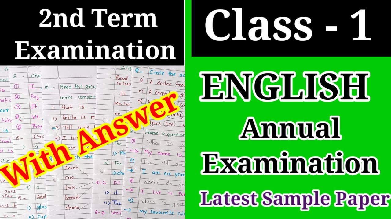 CLASS- 1 ENGLISH Annual Examination Sample Question Paper | Class-1 2nd ...