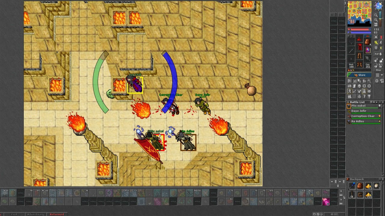 Tibia - Red Skull Bug (through Fire Fields) - YouTube