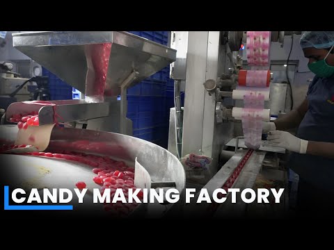 Sweet Candy Mass Production | Strawberry Candy Making Process | Candy Making Factory