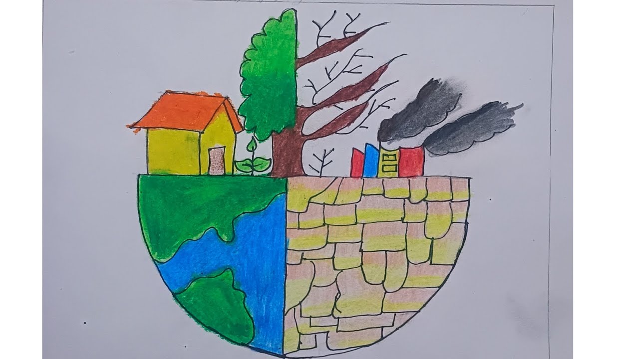 How to drawing environment drawing easy Step by step drawing - YouTube