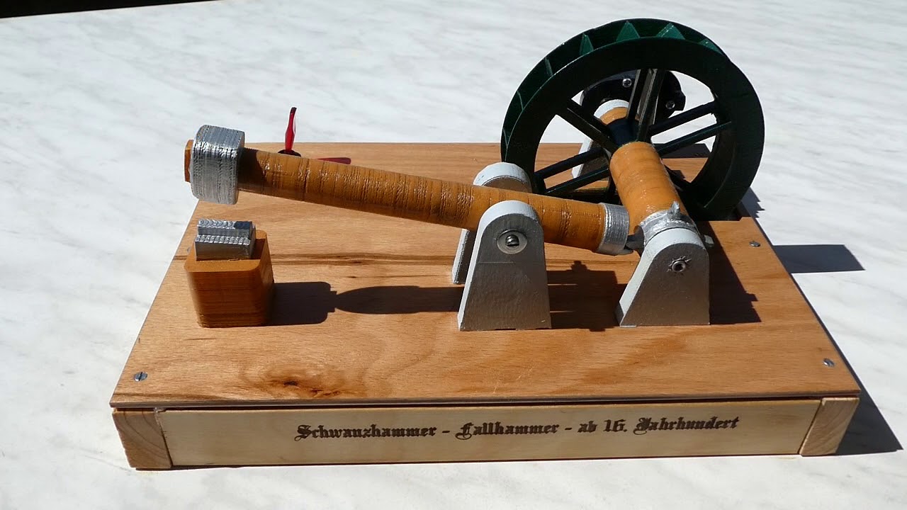 Schwanzhammer - Fallhammer - Modell - Hammerwerk 16. Jahrhundert - YouTube