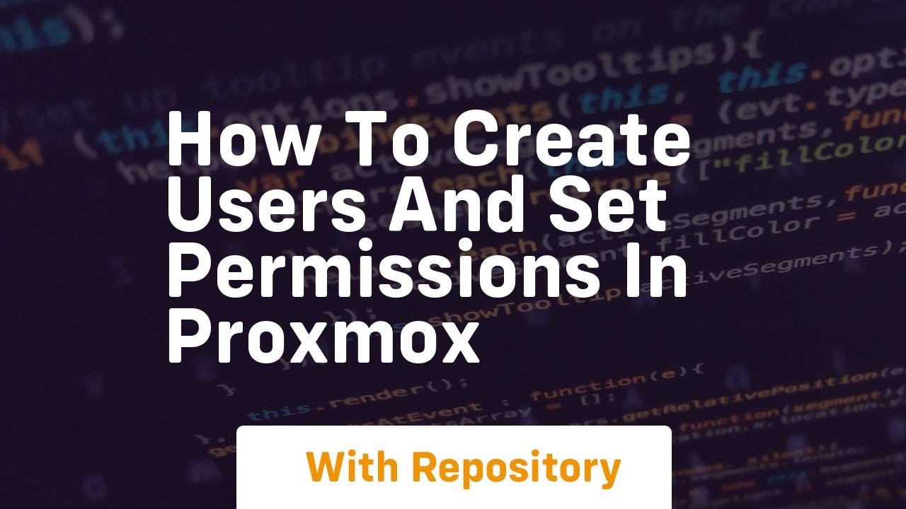 How to create users and set permissions in proxmox - YouTube