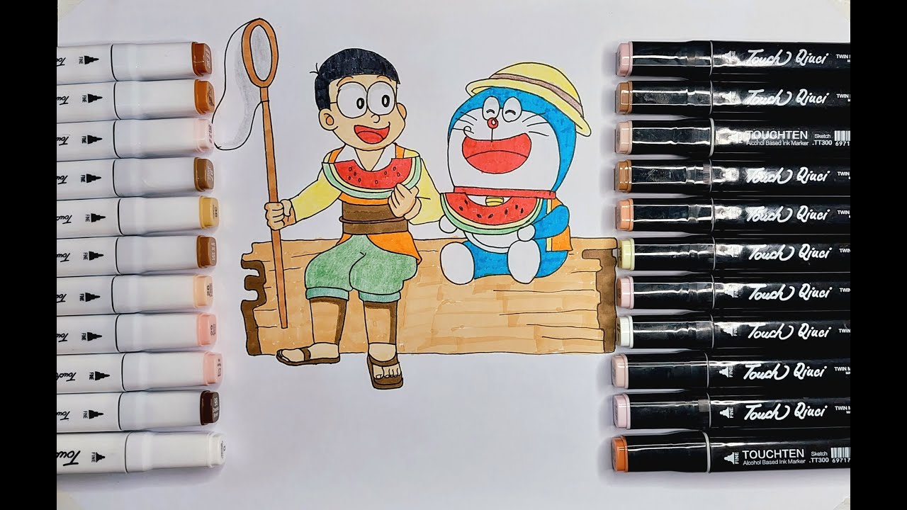 Drawing Dorameon | How to Draw Doraemon and Nobita Eat Fruits Step by ...