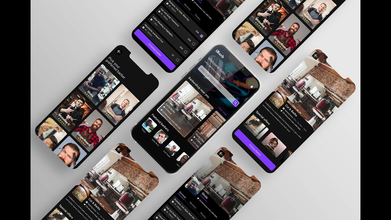 Barber Shop App Mobile App Prototype - YouTube