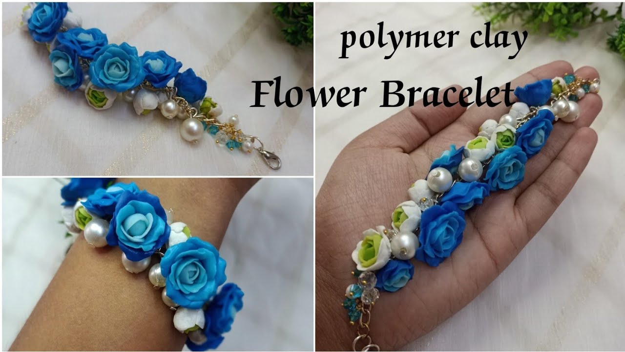how to make a bracelet with polymer clay | DIY Bracelet | Floral ...