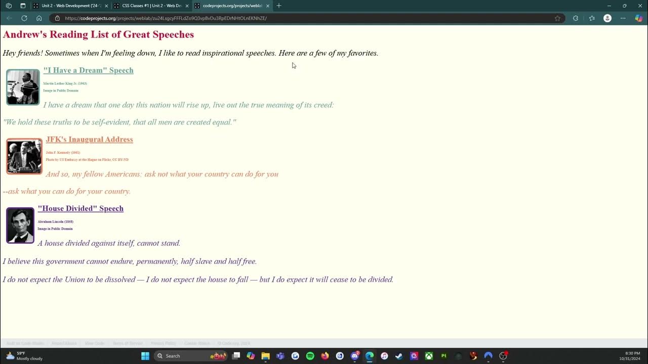 Code.org - CS Discoveries - Unit 2: Web Development - Lesson 11: CSS Classes: Level 1 - YouTube
