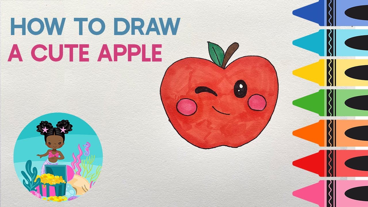 How to draw a cute apple | Easy step by step drawing tutorial for kids ...
