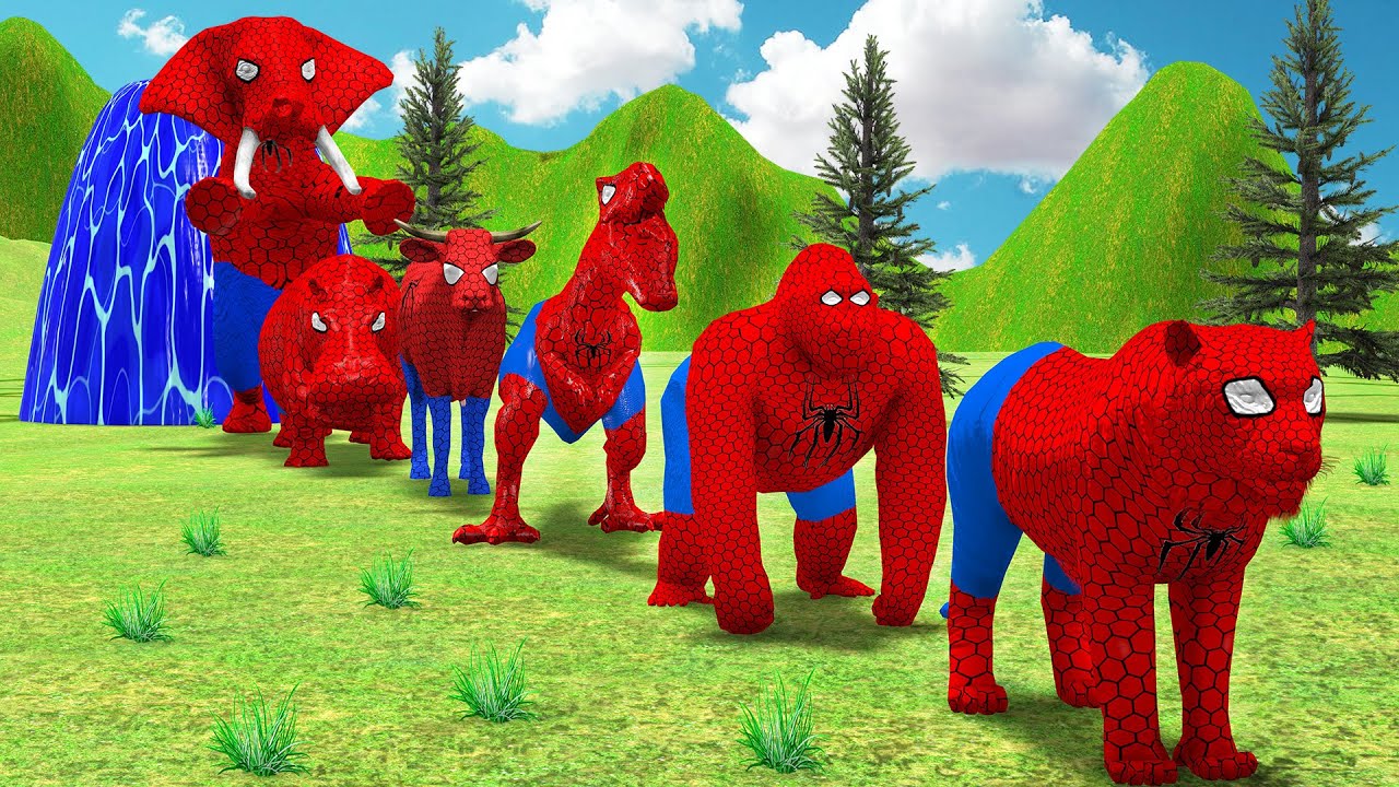 Paint Animals Spider Man Chicken Goad Cow Gorilla Tiger Dinosaur ...