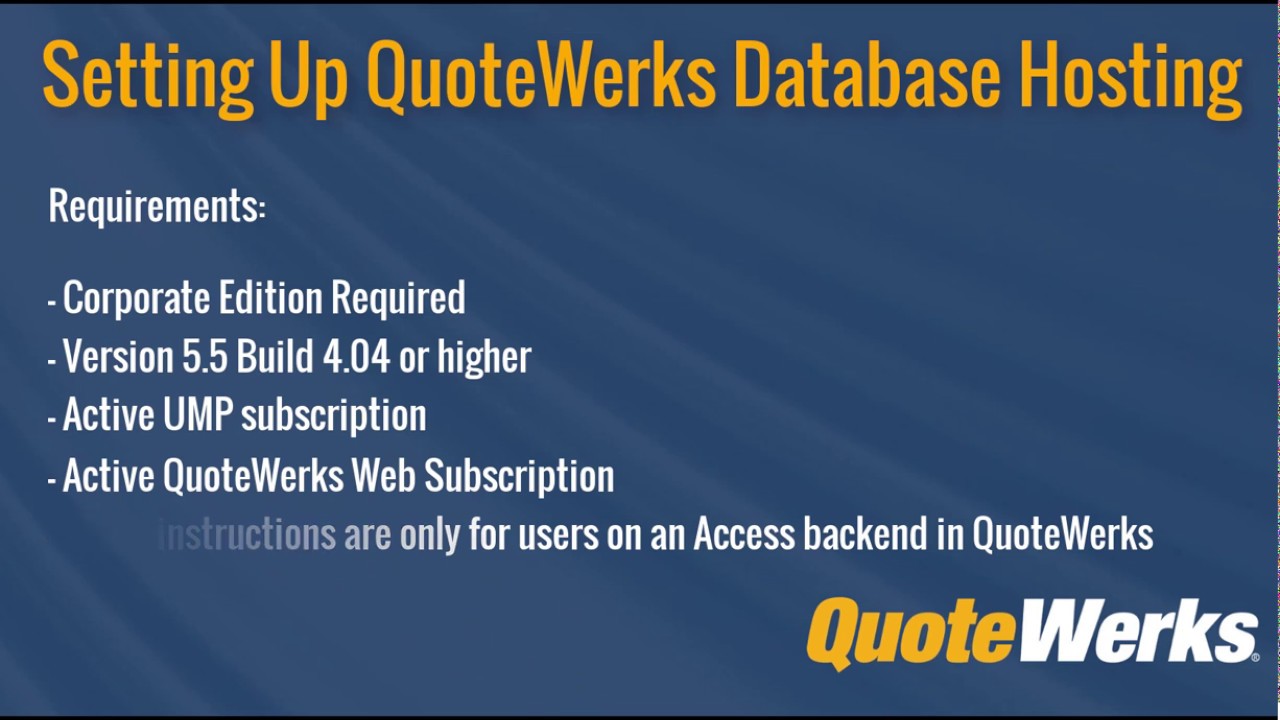 QuoteWerks Database Hosting Service Setup - YouTube