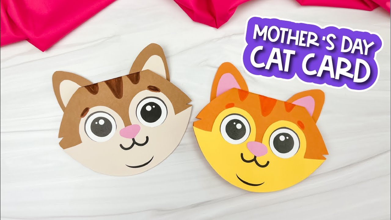 Cat Mother's Day Card Craft For Kids - YouTube