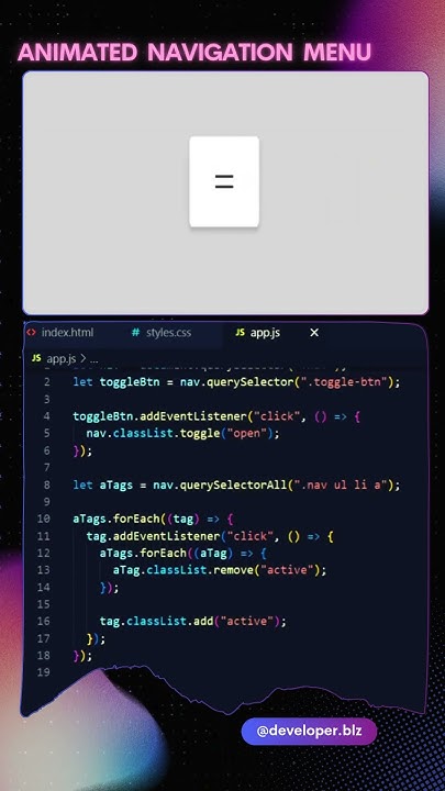 Make An Animated Navigation Menu By Using HTML CSS & JavaScript - YouTube