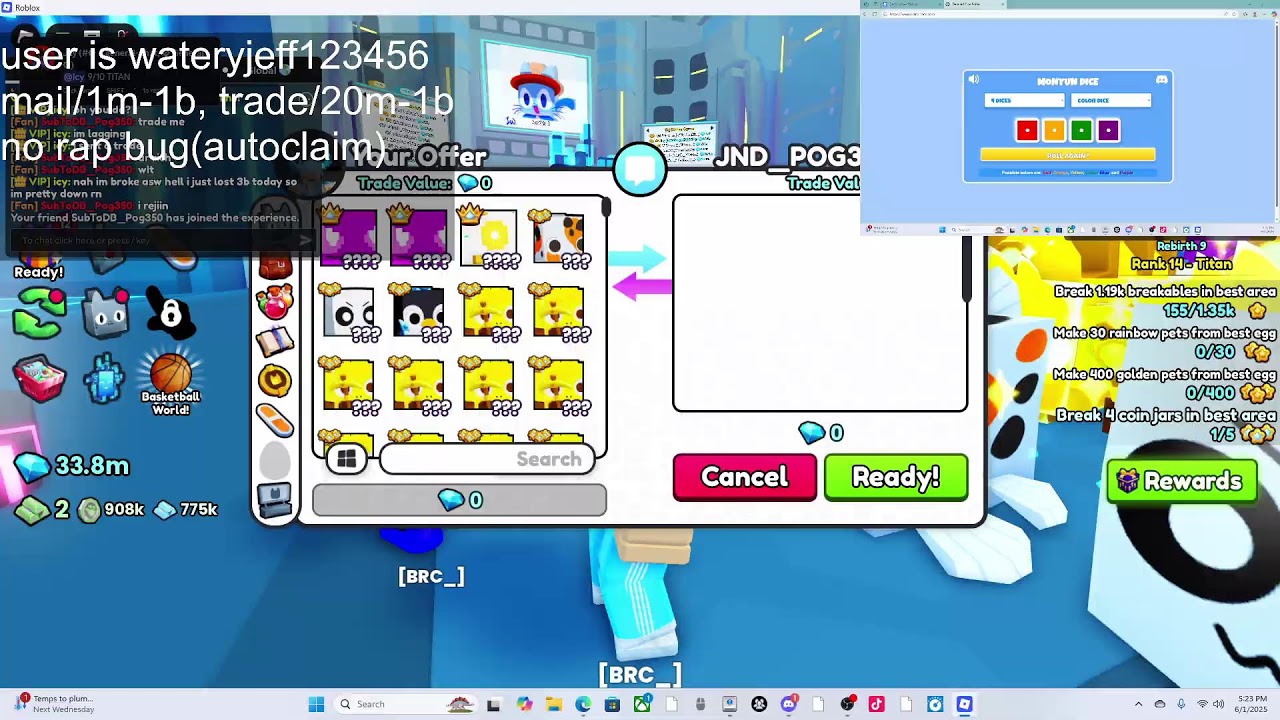 Pet sim 99 color dice - YouTube