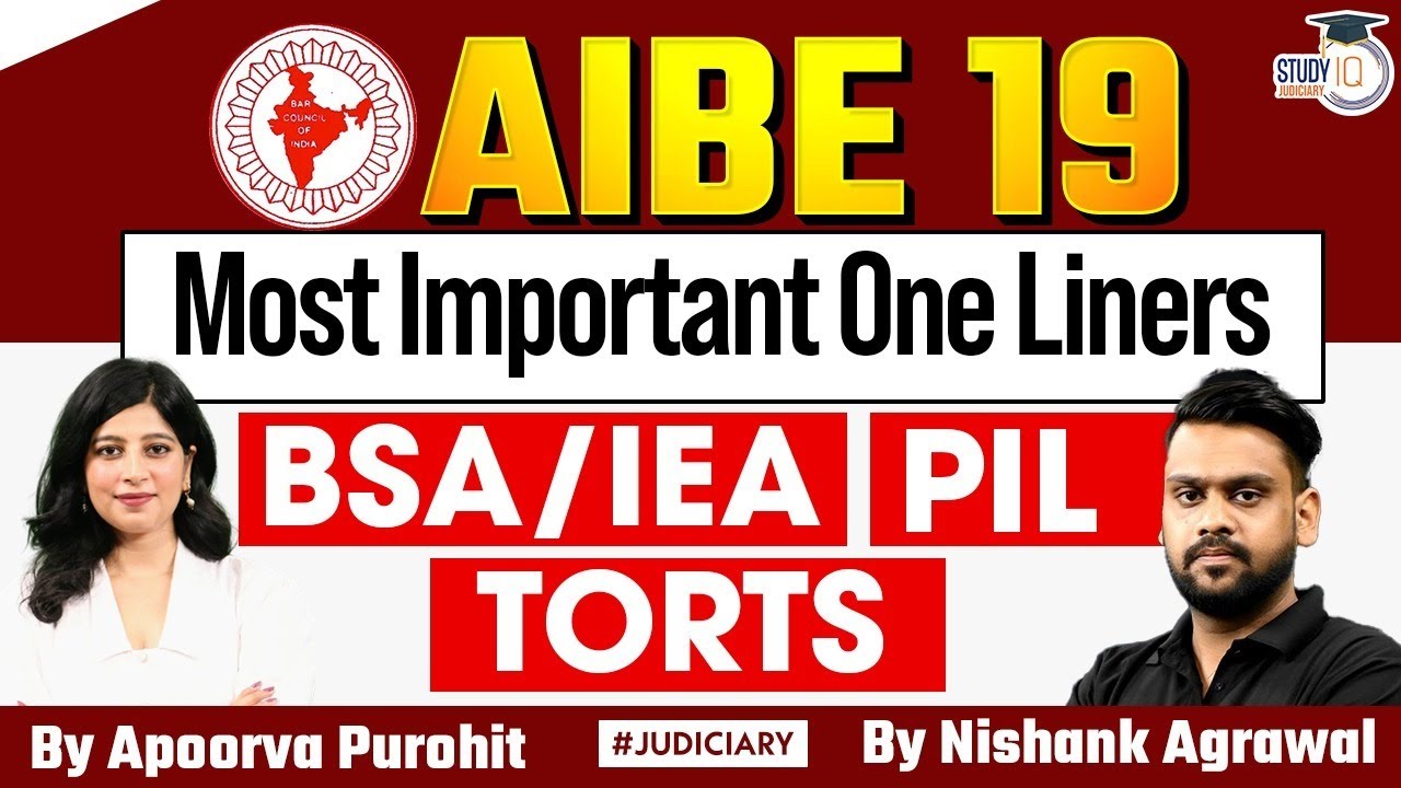 AIBE Exam Preparation 2024 BSA/IEA/PIL/TORTS | Most Important One Liners - YouTube