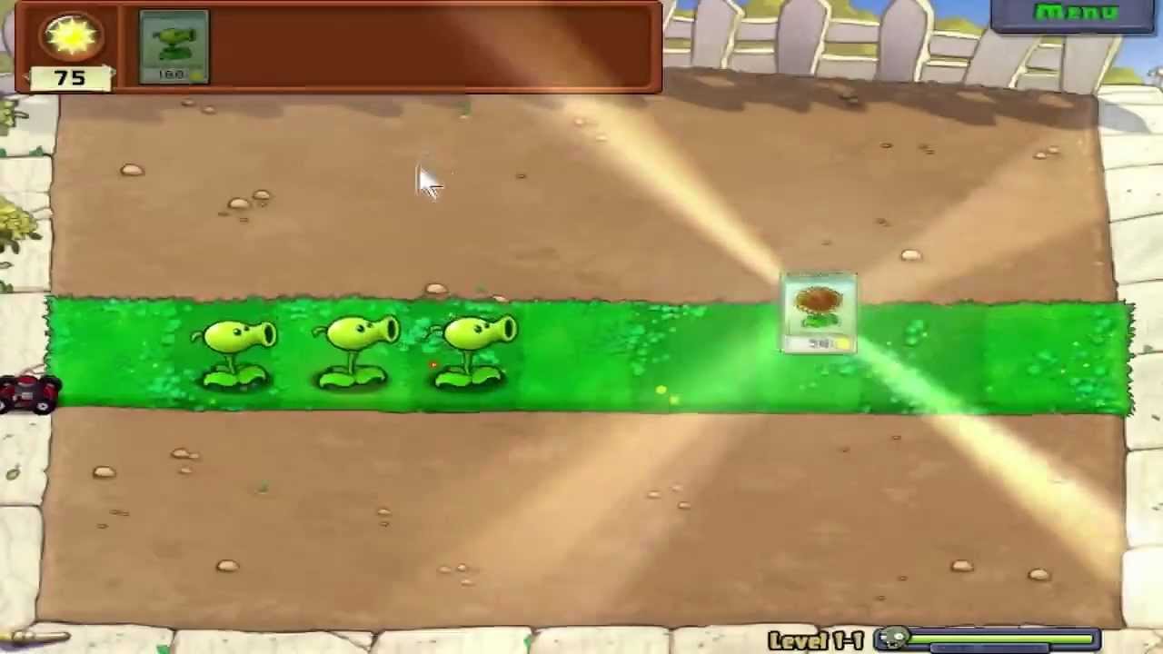 Plants VS. Zombies walkthrough - Level 1-1 - YouTube