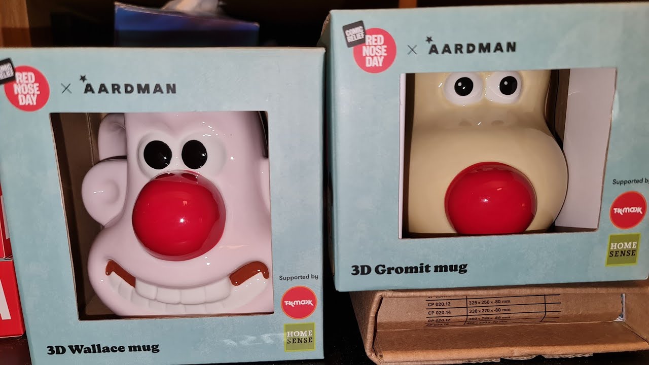Wallace & Gromit Red Nose Day Mugs Unboxing - YouTube