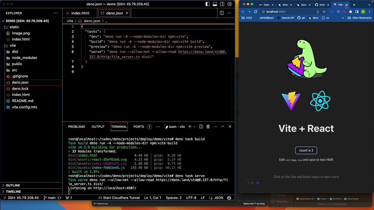 deno deploy static site (vite react) with github actions (unedited) - YouTube