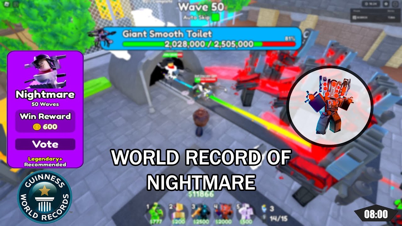 🔥SPEEDRUN NIGHTMARE🔥 WORLD RECORD IN ROBLOX TOILET TOWER DEFENSE - YouTube