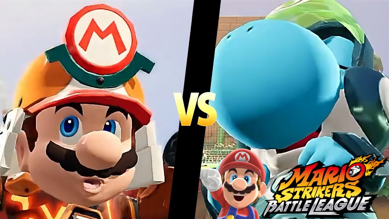 Mario Strikers Battle League Team Mario vs Team Yoshi in Mushroom Hill ...