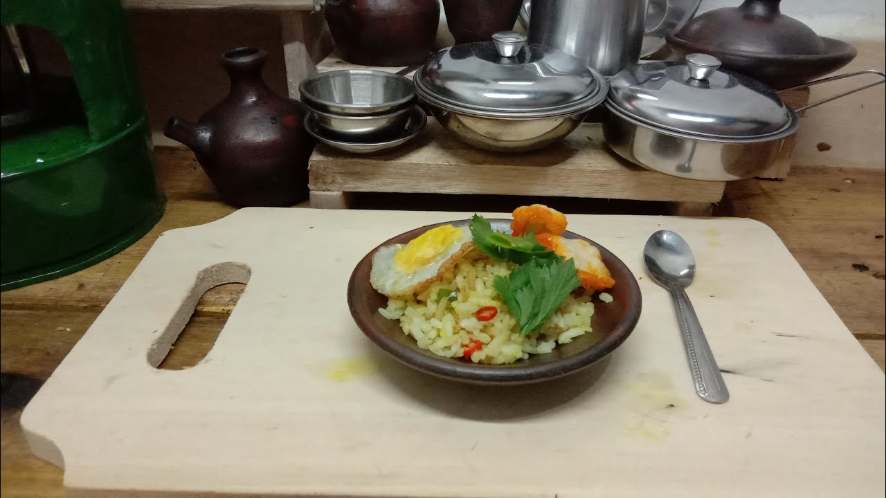 MASAKAN MINI "tiny cooking" Memasak Nasi Goreng Kampung Indonesia .Cook ...
