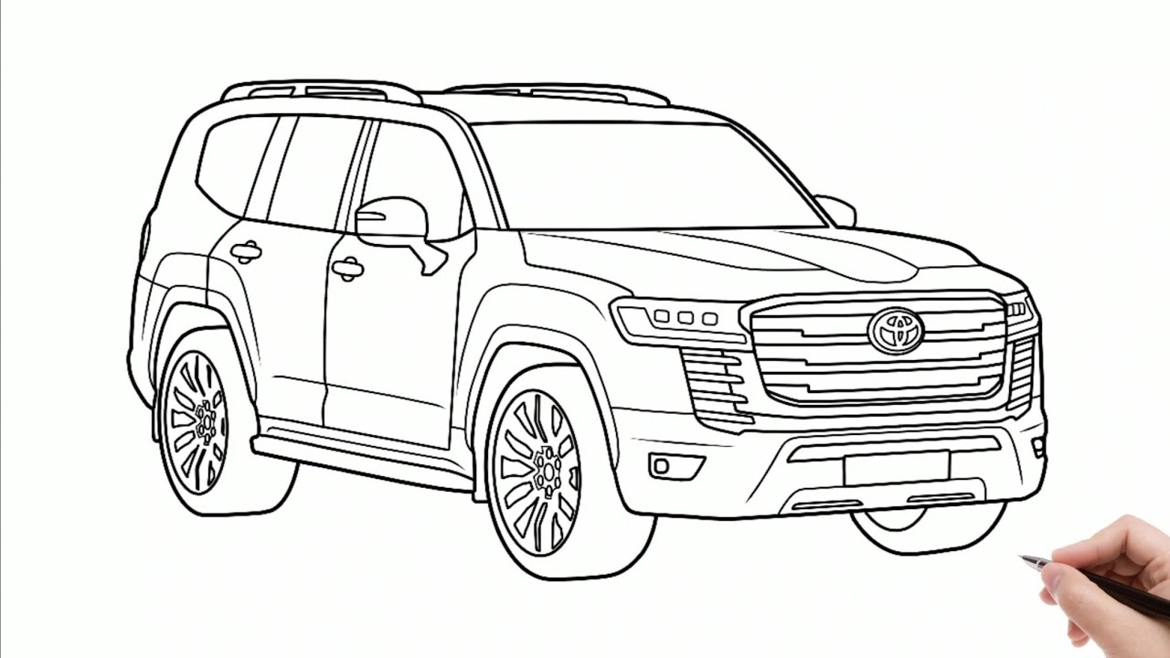 Drawing TOYOTA LAND CRUISER 300 2021 step by step / how to draw a ...