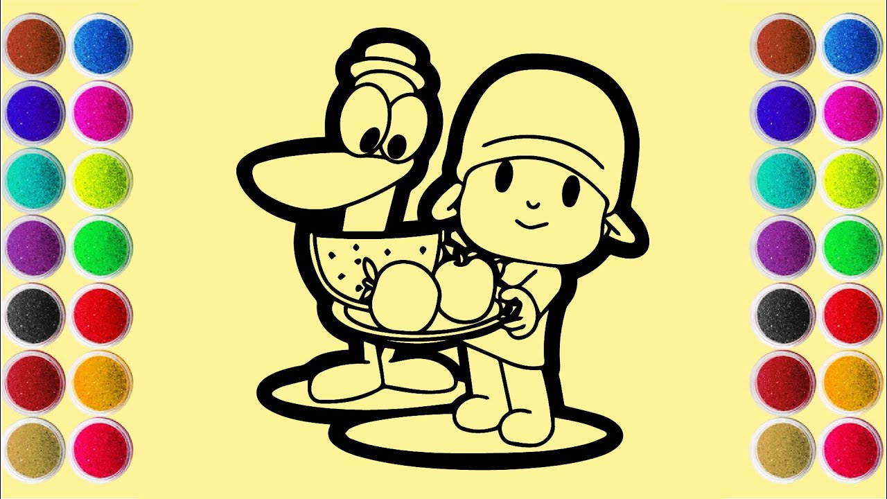 Coloring Pocoyo and Pato the Duck Colorful Using Colored Sand | Sand ...