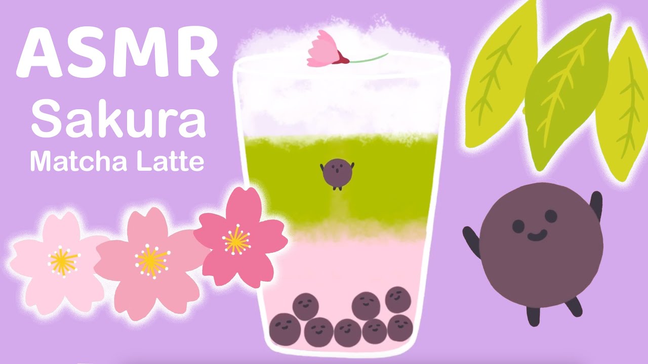 ASMR Cute Animation | Sakura Matcha Latte Bubble Tea Recipe ...
